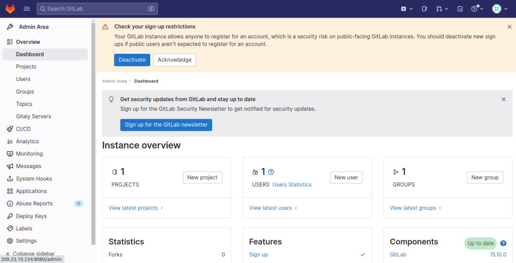 Installing GitLab on Arch Linux using Docker and Docker Compose